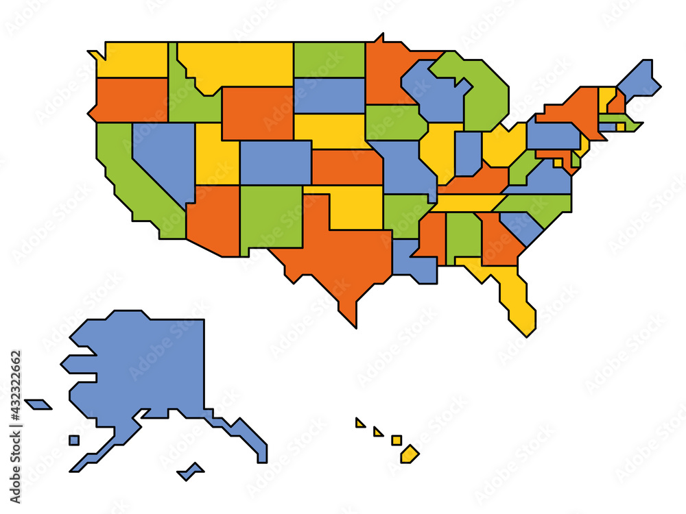 Generalized retro map of USA Stock Vector | Adobe Stock