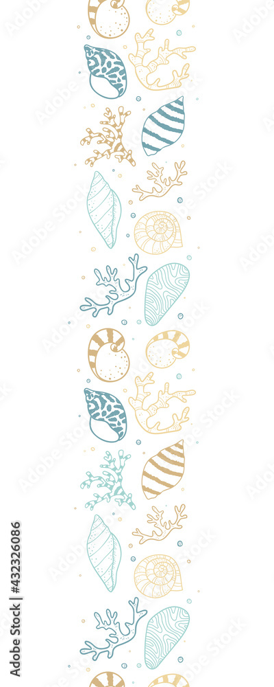 Cute hand drawn sea shells seamless pattern, summer background, great ...