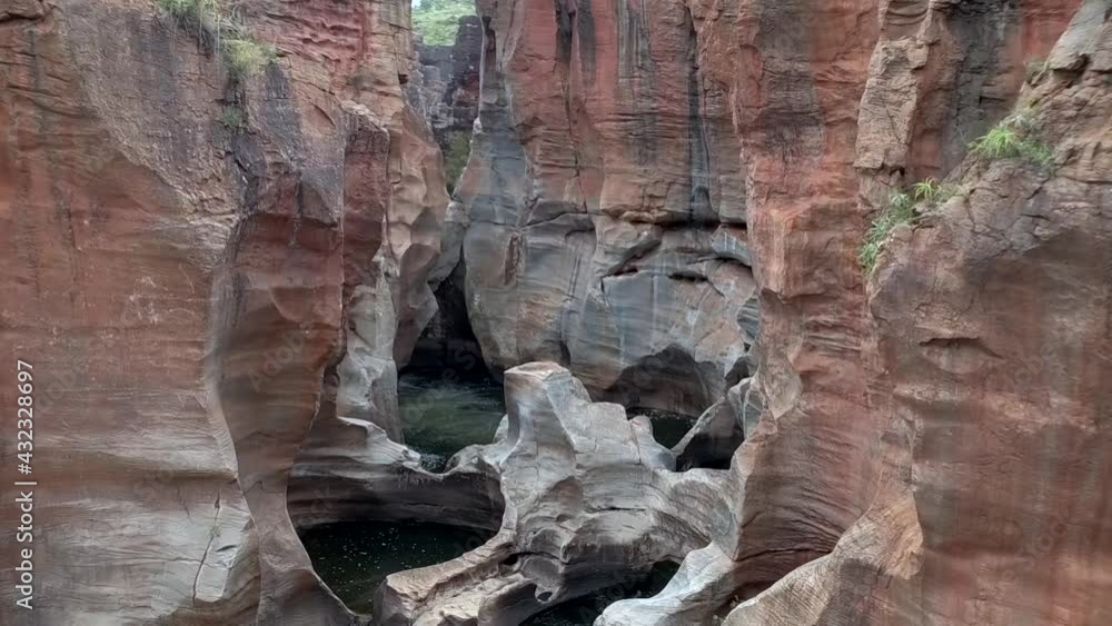 HD aerial drone footage of Bourke's Luck Potholes. Beautiful natural ...