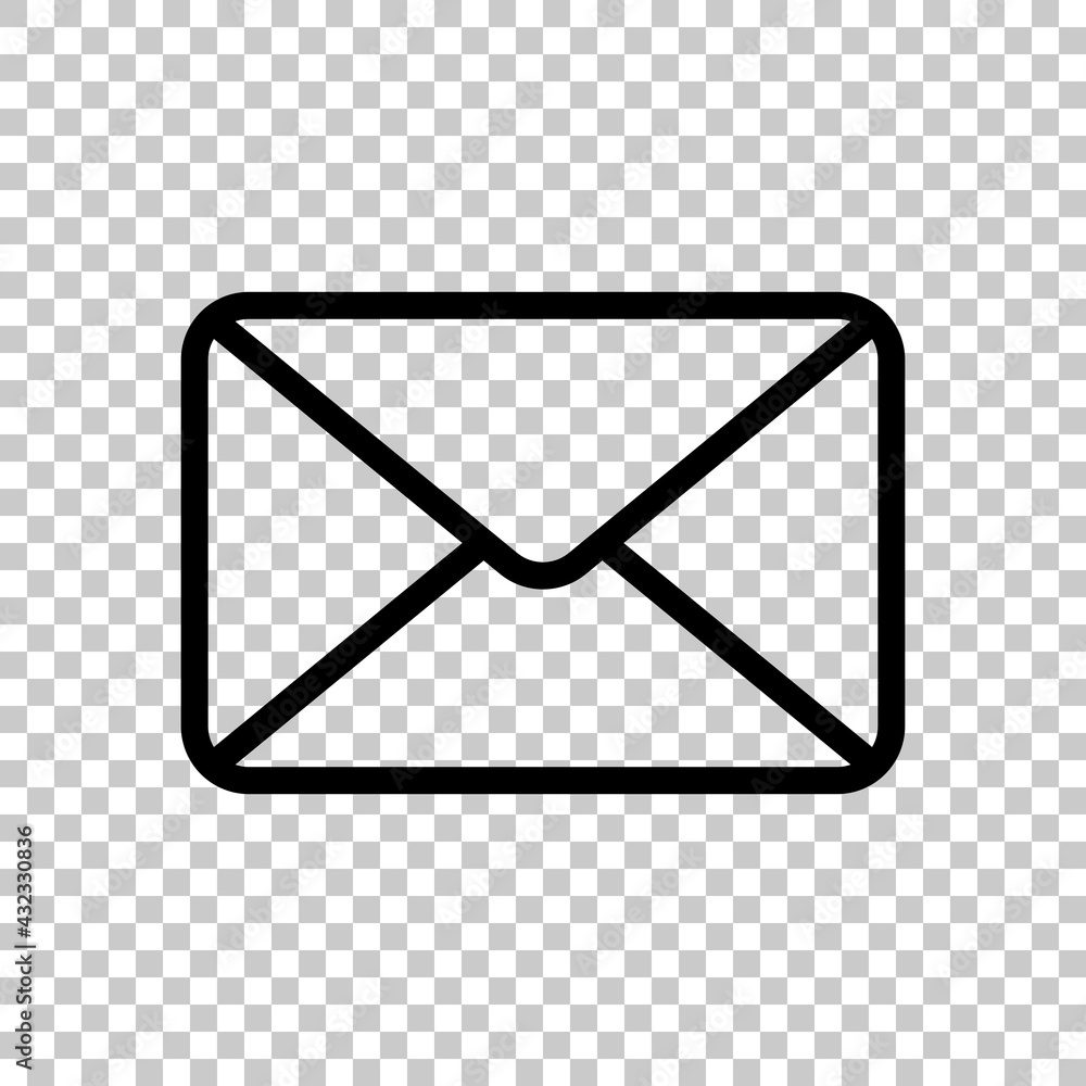 Email symbol, open letter, simple icon. Black editable linear symbol on ...