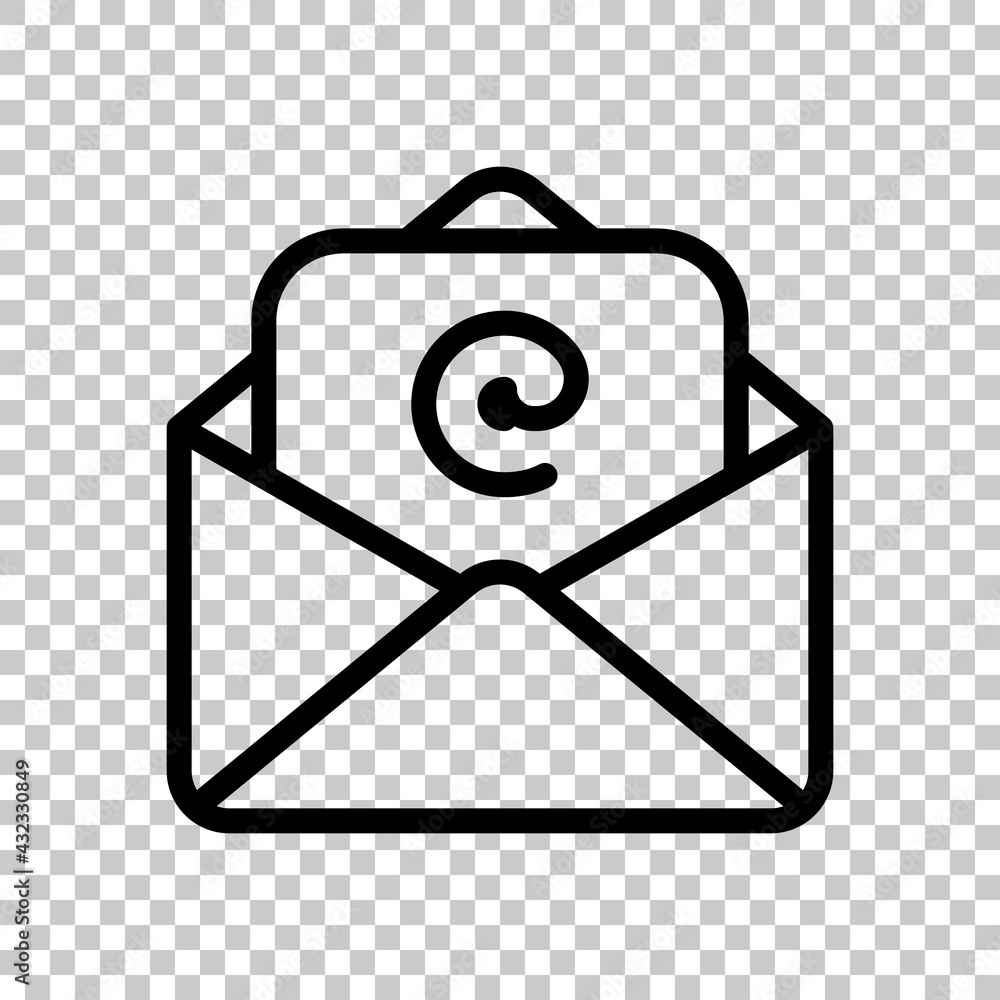 Email symbol, open letter, simple icon. Black editable linear symbol on ...