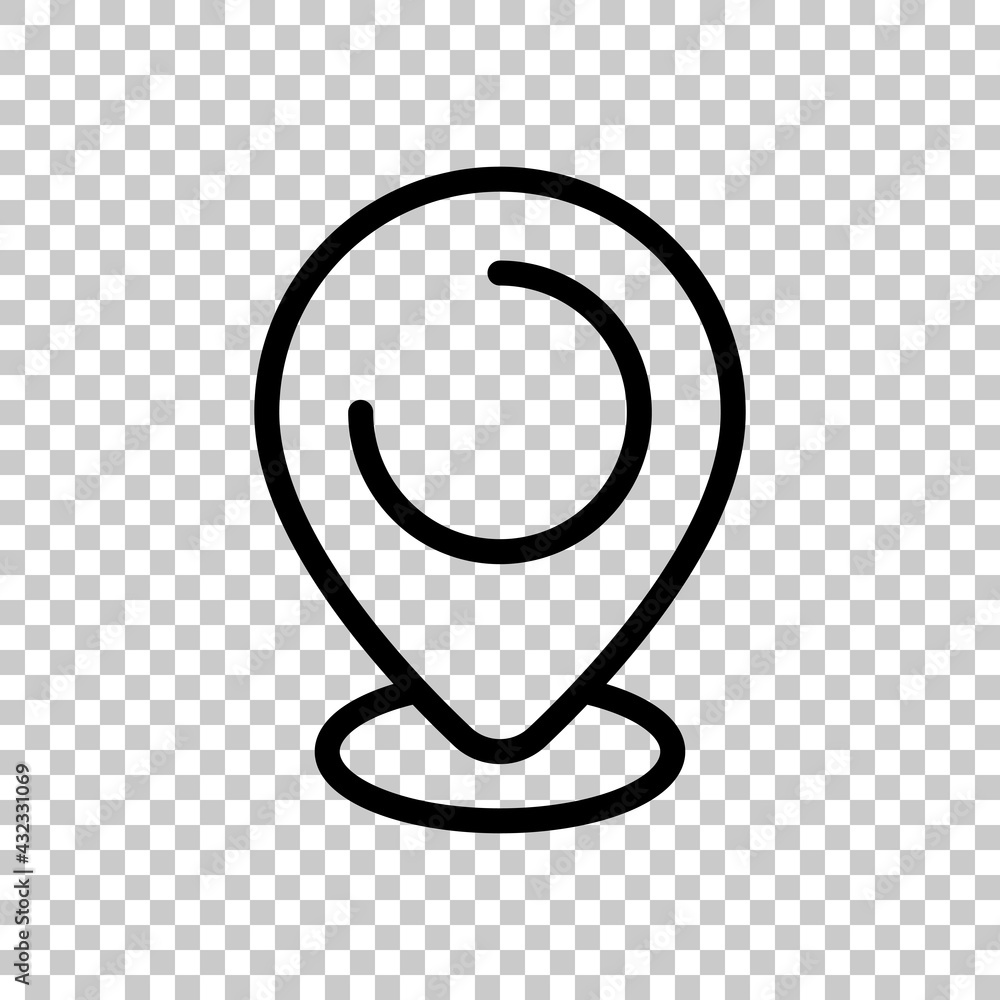 Location point, map marker, simple pin icon. Black editable linear ...