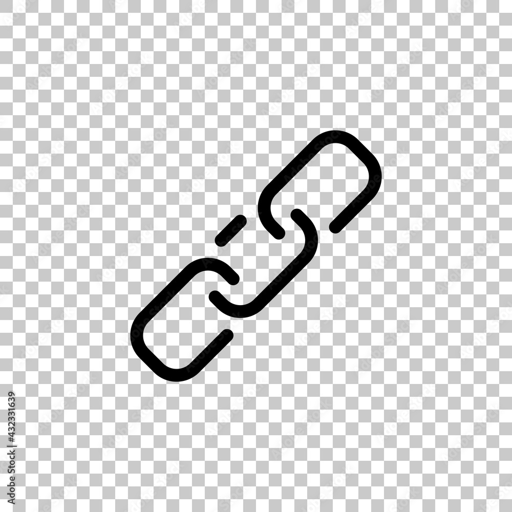 Simple link icon, metal chain, hyperlink symbol. Black editable linear ...