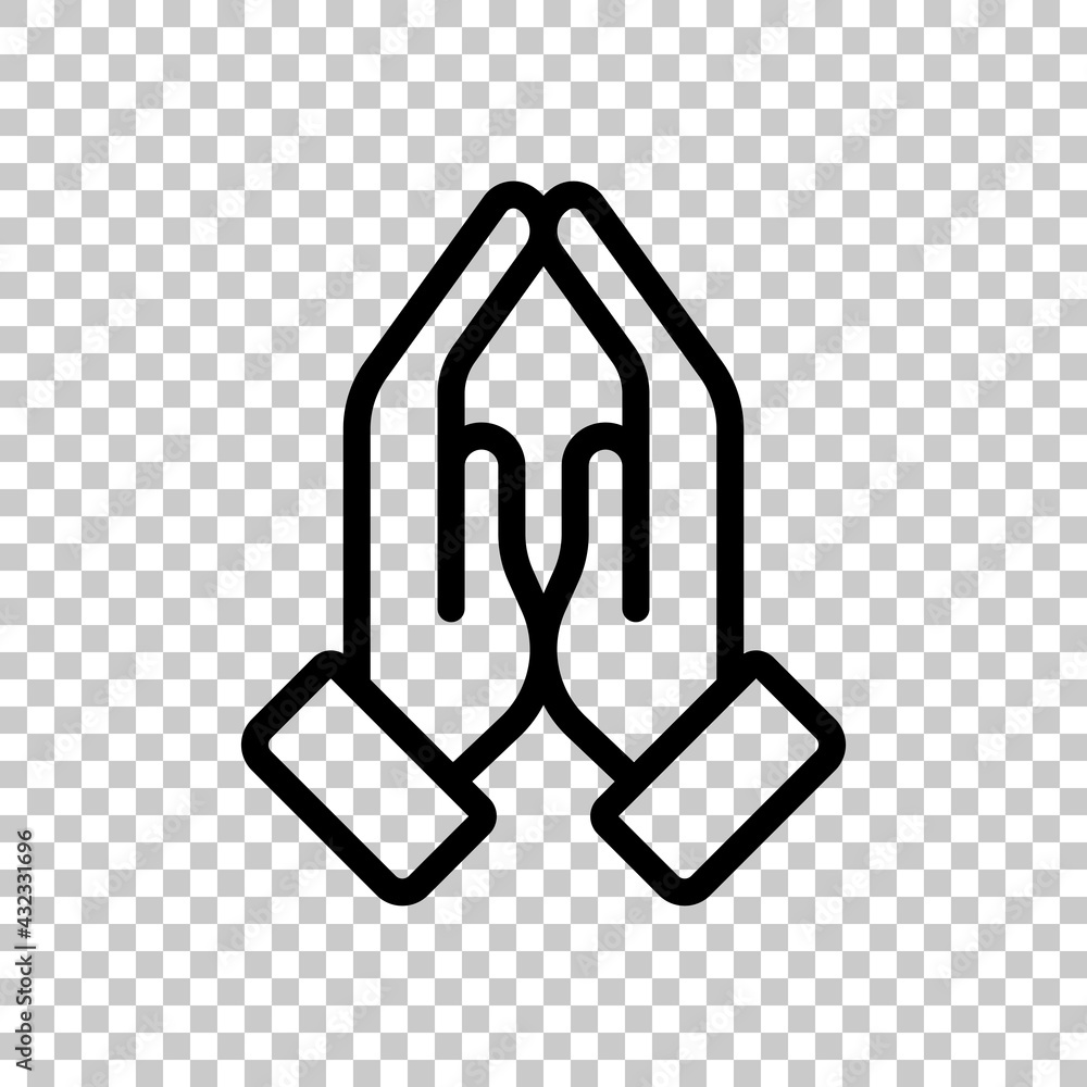 Praying hands, emoji symbol, simple icon. Black editable linear symbol ...