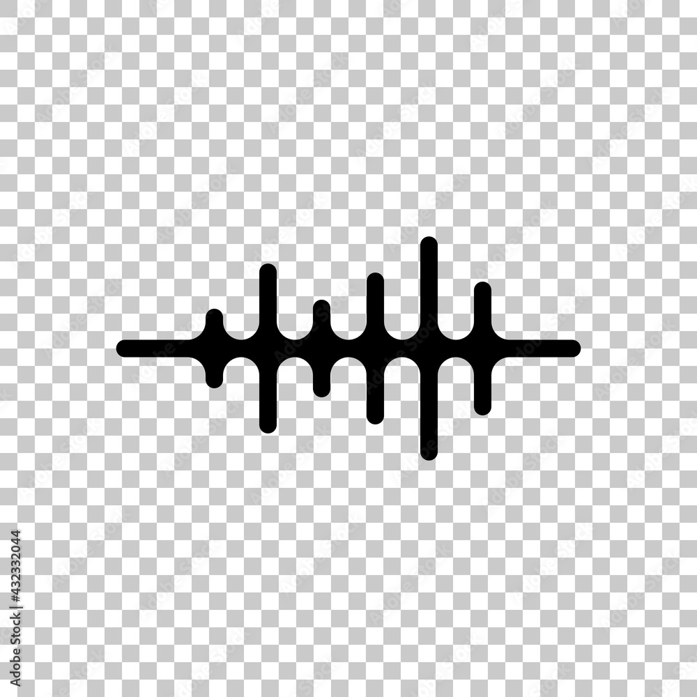Sound wave, simple icon. Black editable linear symbol on transparent ...