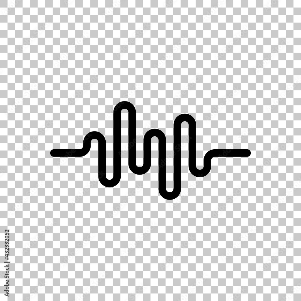 Sound wave, simple icon. Black editable linear symbol on transparent ...