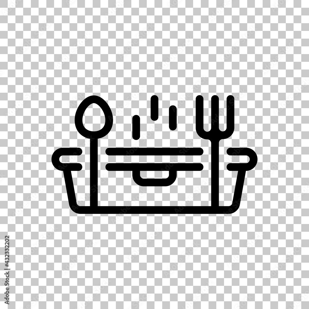 Lunch box, container for food, simple icon. Black editable linear ...