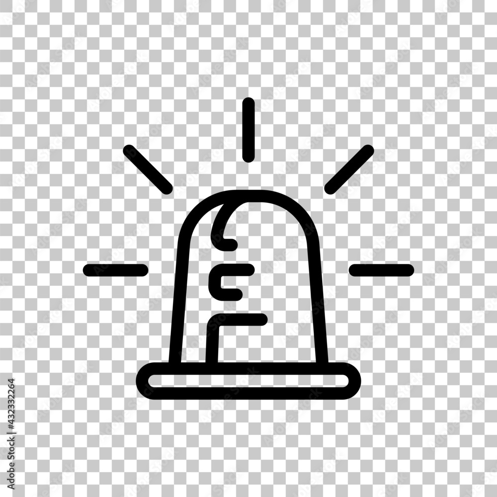 Emergency siren of ambulance or police, simple icon. Black editable ...