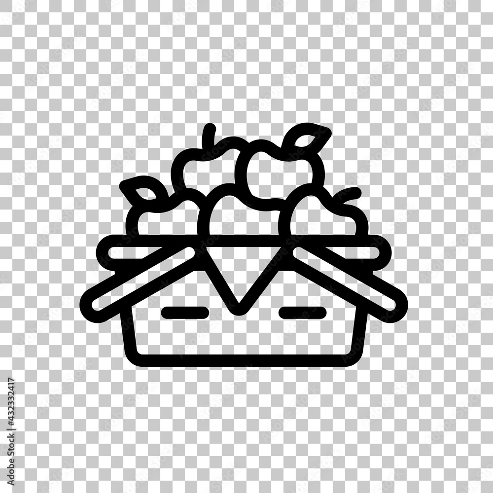 Box with fruits, simple icon. Black editable linear symbol on ...