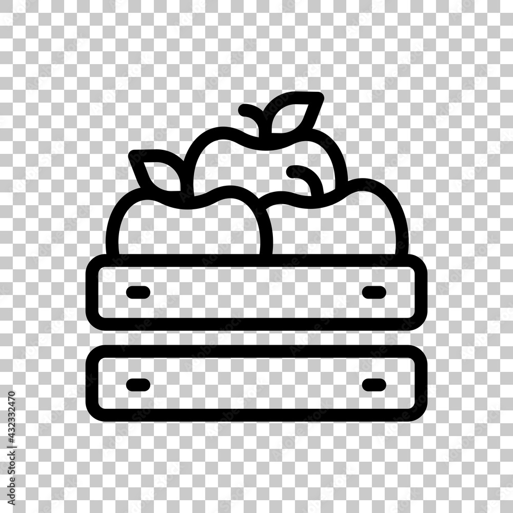 Box with fruits, simple icon. Black editable linear symbol on ...