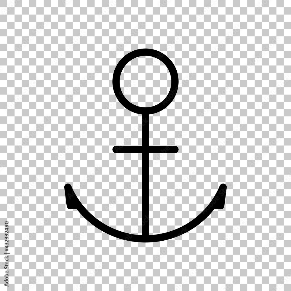 Anchor of the boat, simple icon. Black editable linear symbol on ...