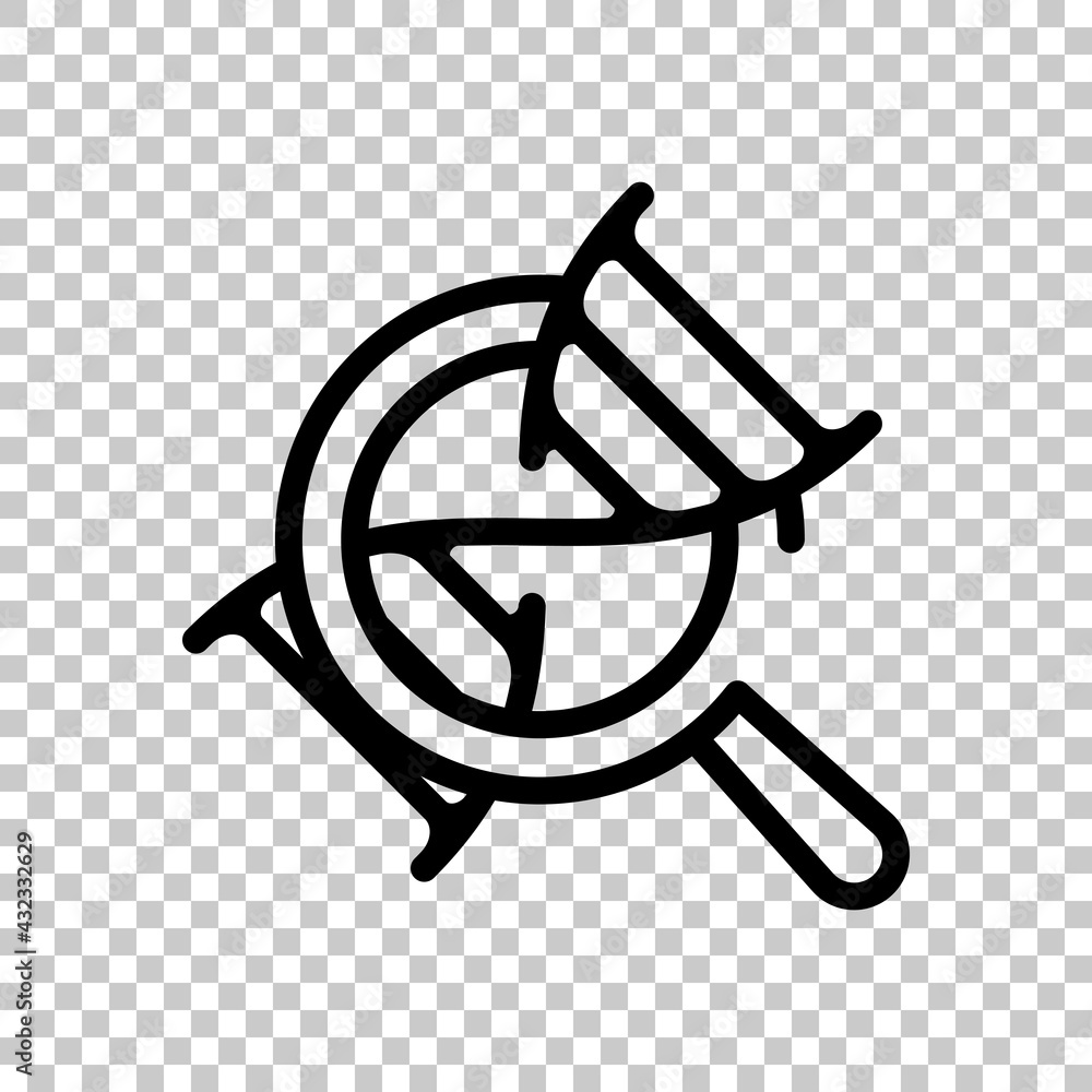 DNA helix and magnify, laboratory test, simple icon. Black editable ...