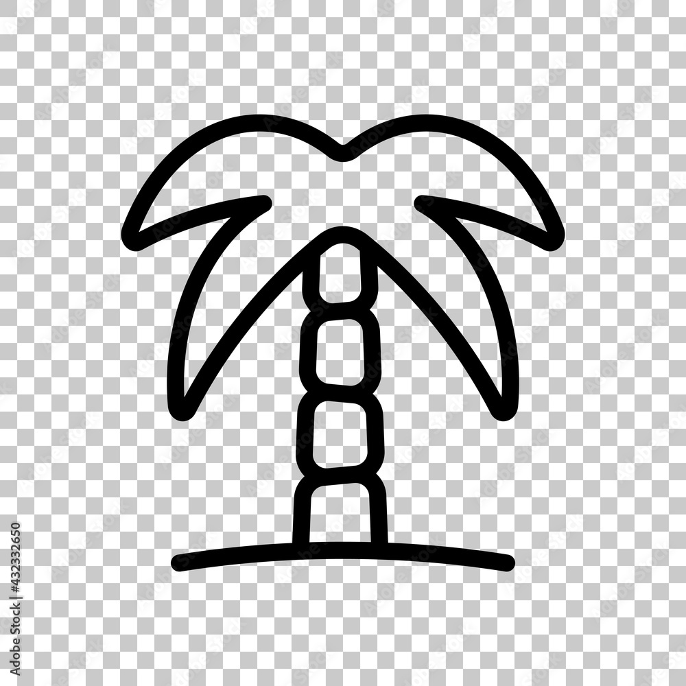 Palm tree, simple icon. Black editable linear symbol on transparent ...