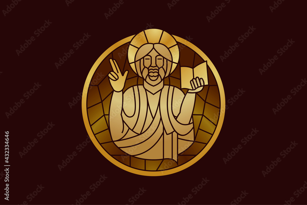 Jesus Christ Church Golden Logo Design Stock Vector | Adobe Stock