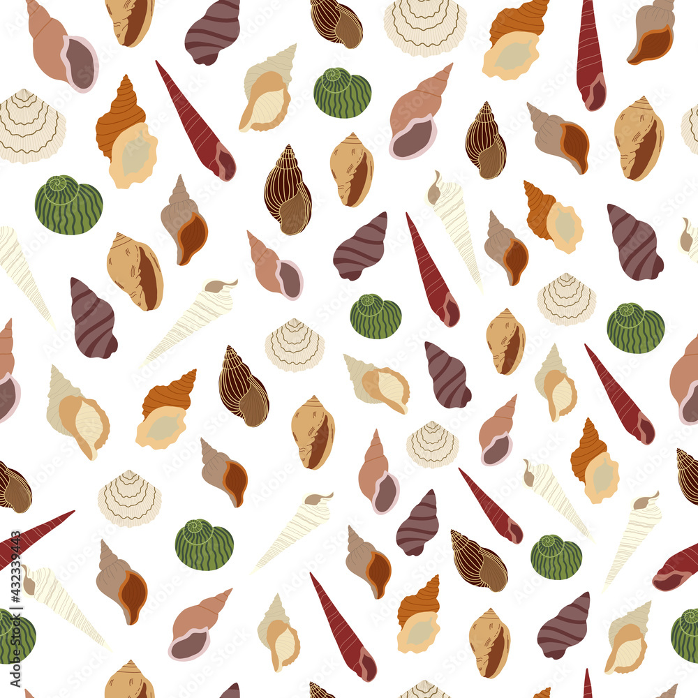 Seamless pattern with seashells. Backgrounds and wallpapers for ...