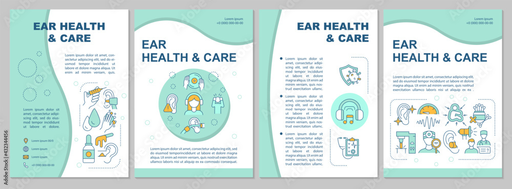 Ear health and care brochure template. Deafness prevention. Flyer ...