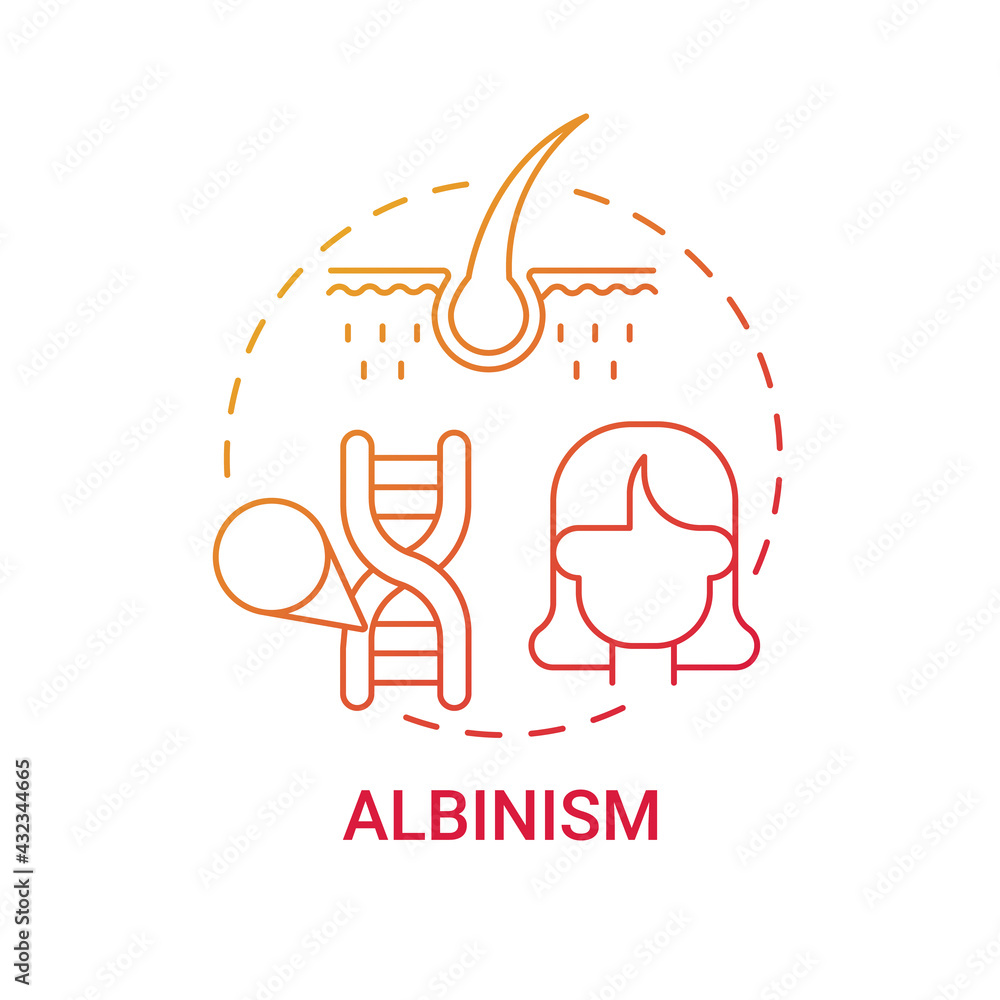 Albinism red gradient concept icon. No color in hair. Hereditary ...