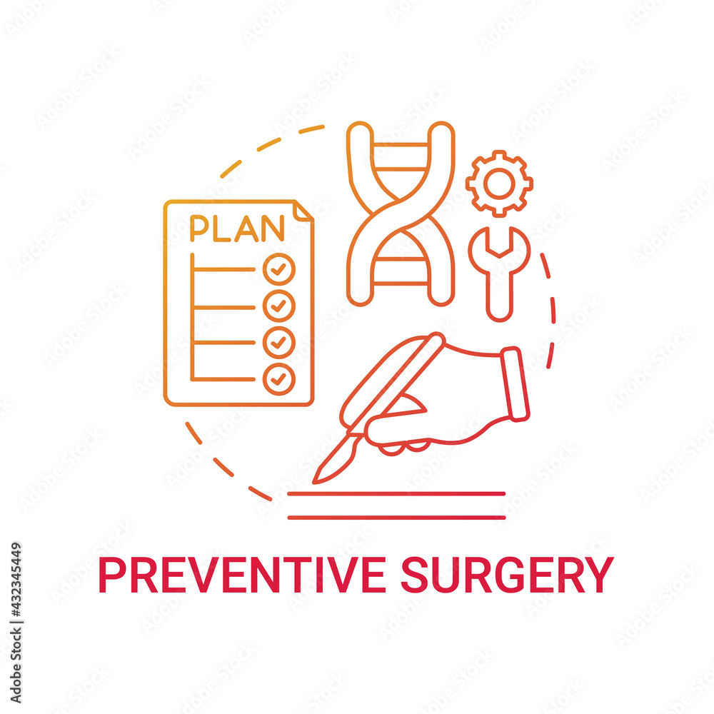 Preventive surgery red gradient concept icon. Prophylactic procedure ...