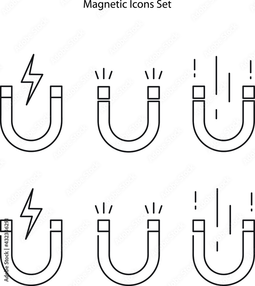 magnet icons set isolated on white background. magnet icon thin line ...