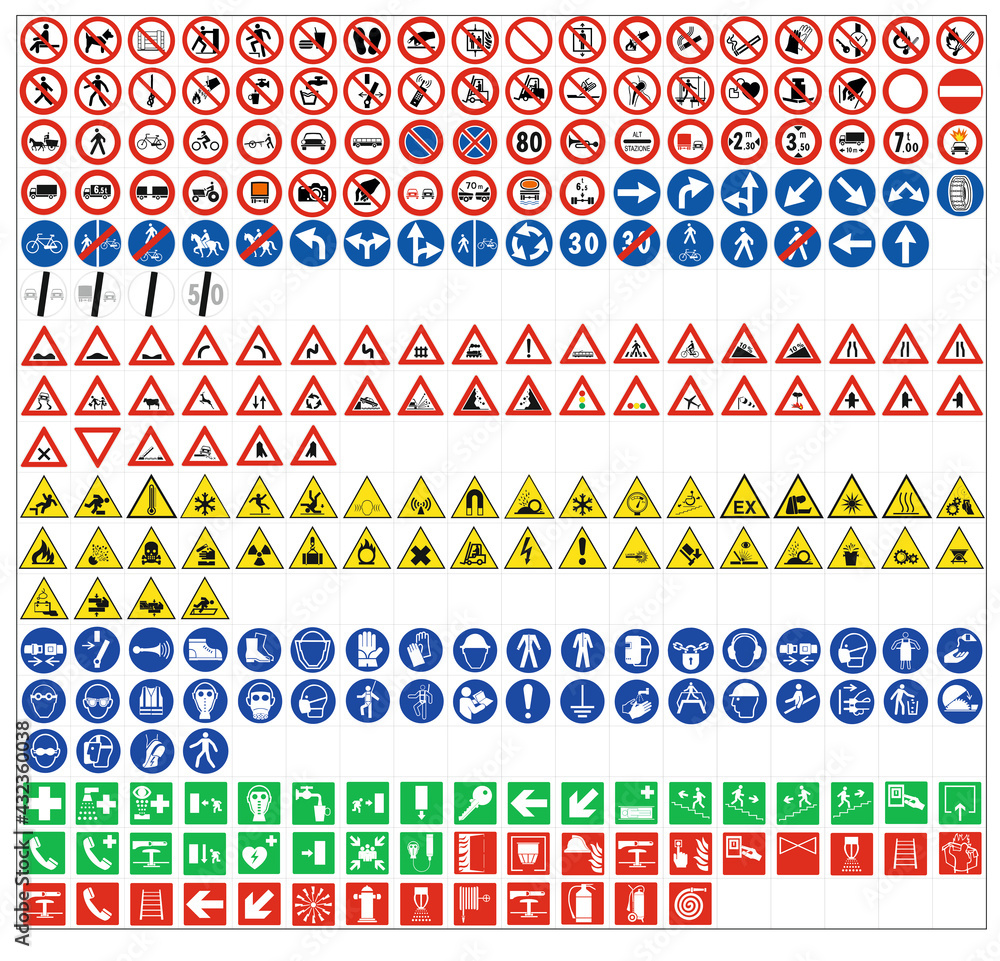 Poster ISO 7010 SIGN WARNING SET SYMBOL SAFETY – Wall Art | UkPosters