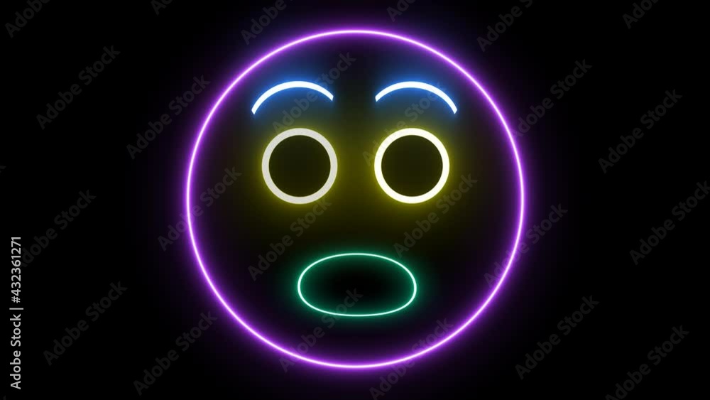 confused person neon lights emoji technology shine background. Stock ...