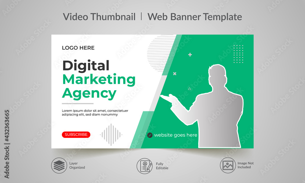 Editable video thumbnail and web banner design. Video cover photo fully ...