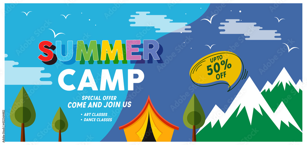 kids summer camp background education Vector design Template for ...