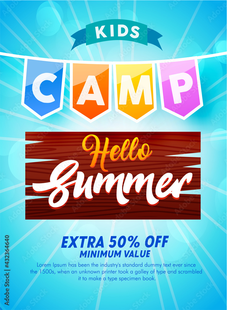 kids summer camp background education Vector design Template for ...