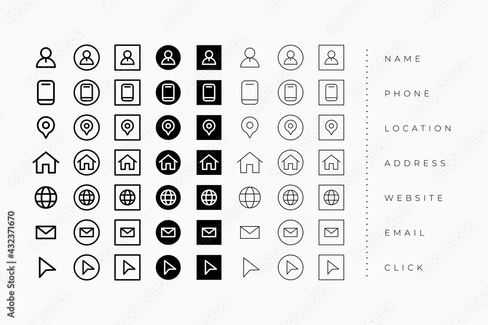 line style business card icons set Stock Vector | Adobe Stock