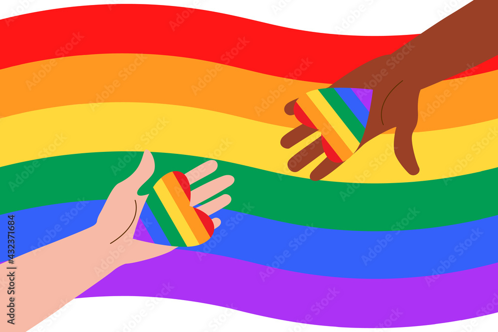 People are holding out an LGBT symbol, community support, and a pride ...