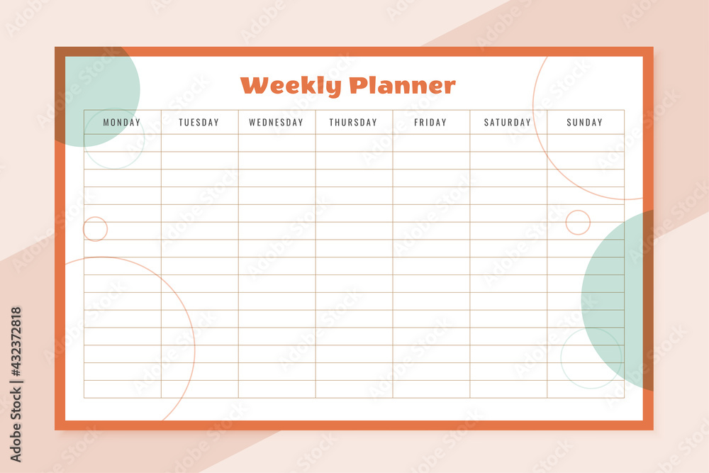 week organizer planner template design Stock Vector | Adobe Stock