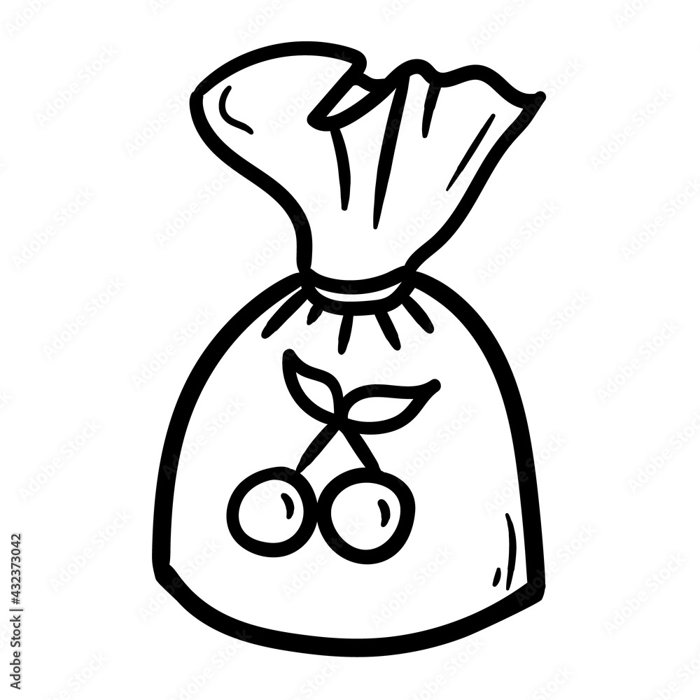 Chocolate cherry candy hand drawn vector doodle illustration. Cartoon ...