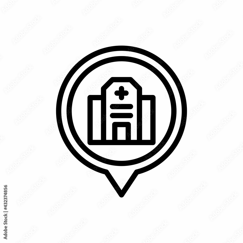 Hospital location pin icon with outline style. Placeholder vector icon ...