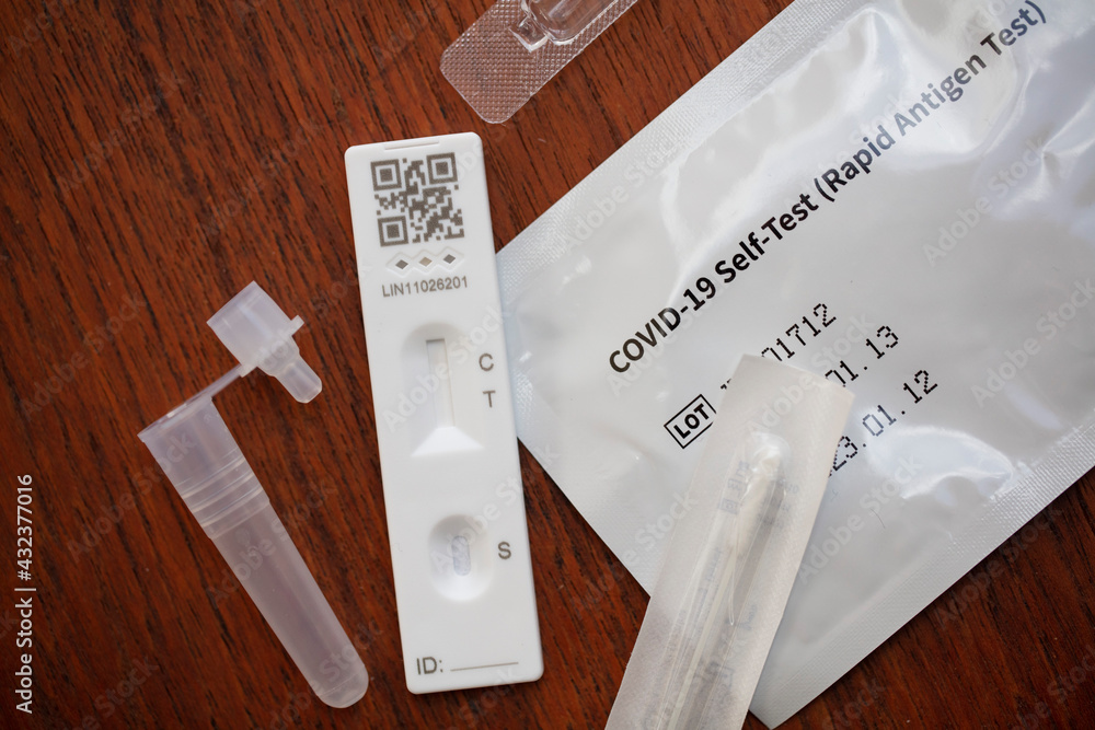 Close up of a coronavirus covid-19 rapid antigen home testing kit Stock ...