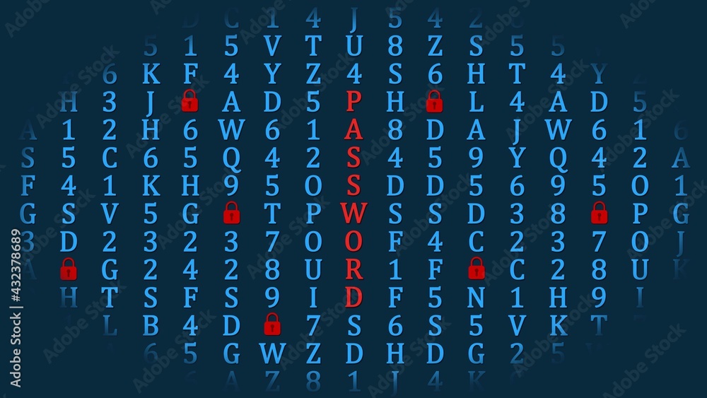 Information technology concept - PASSWORD lettering inside machine code ...