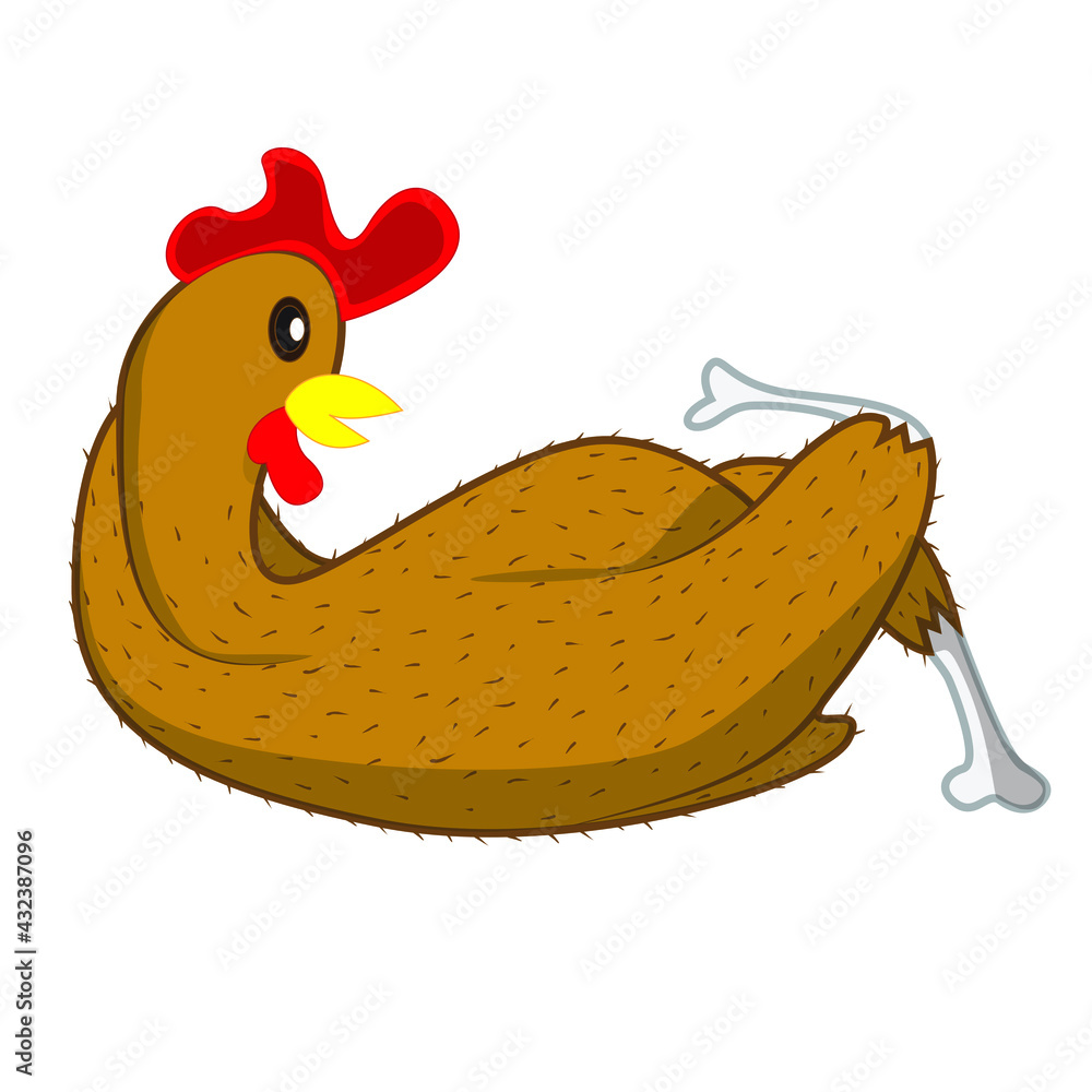 cartoon chicken doing crunches funny hen gym exercise workout Stock ...