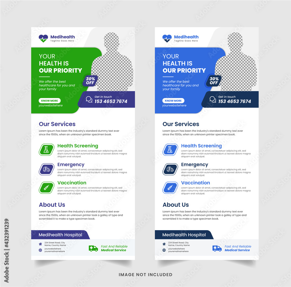 Medical Business Dl Flyer poster template brochure healthcare cover ...