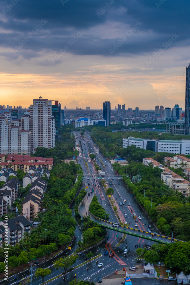 Beautiful Scenery of Jakarta Skyline from Kemayoran during sunrise and ...
