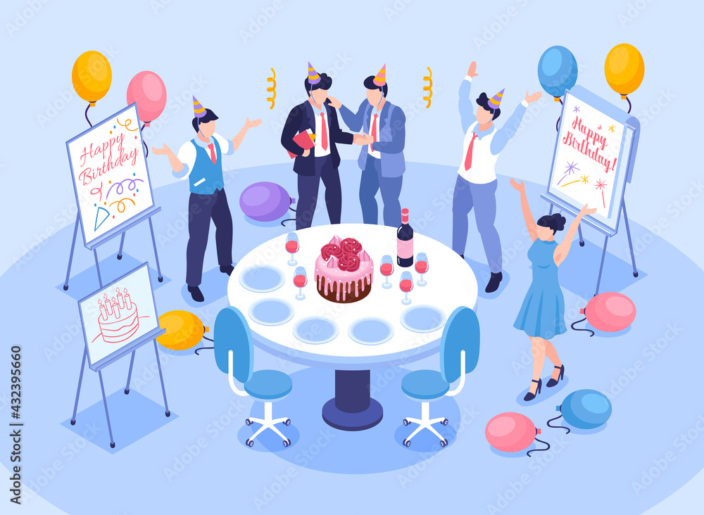 Birthday Office Congratulation Concept Stock Vector | Adobe Stock