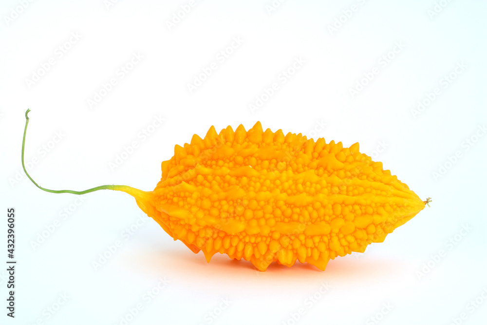 Momordica charantia isolated on a white background. Ripe whole fruits ...