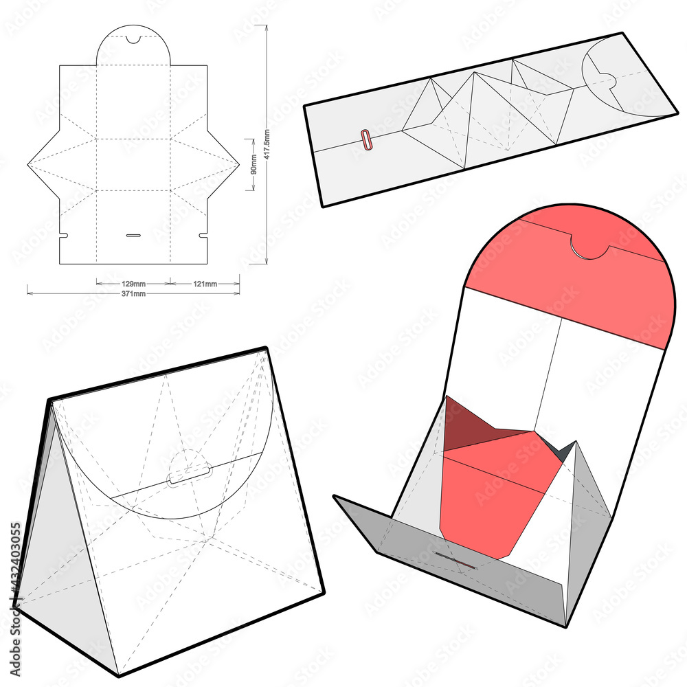 Triangular Box and Die-cut Pattern. The .eps file is full scale and ...