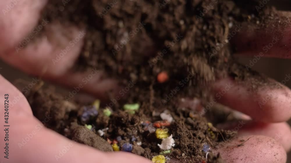 Vidéo Stock microplastics in soil. micro plastic in sea, freshwater ...