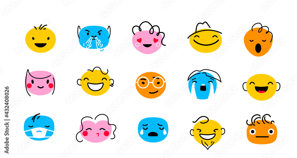 Abstract face characters vector illustration isolated on white ...