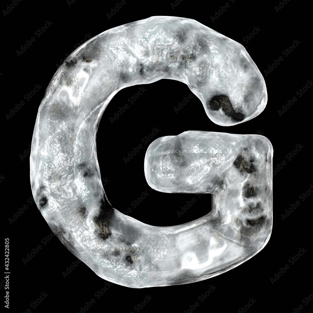 3d illustration of ice letter. Realistic freezing font isolated Stock ...