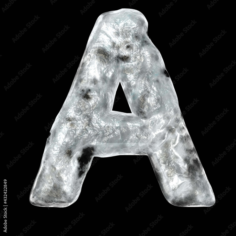 3d illustration of ice letter. Realistic freezing font isolated Stock ...
