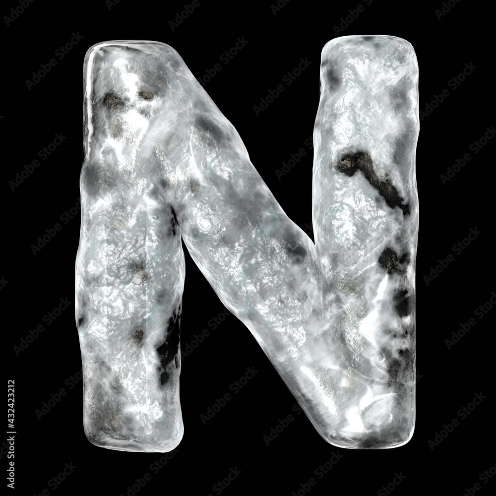 3d illustration of ice letter. Realistic freezing font isolated Stock ...