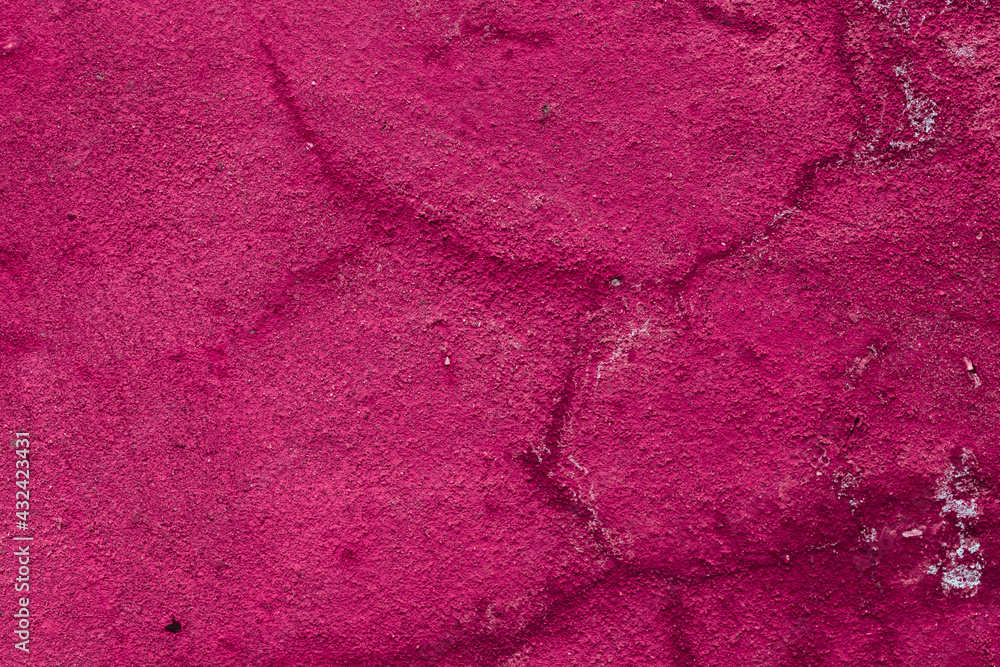 Texture of the pink stucco wall with scratches, cracks, dust, crevices ...