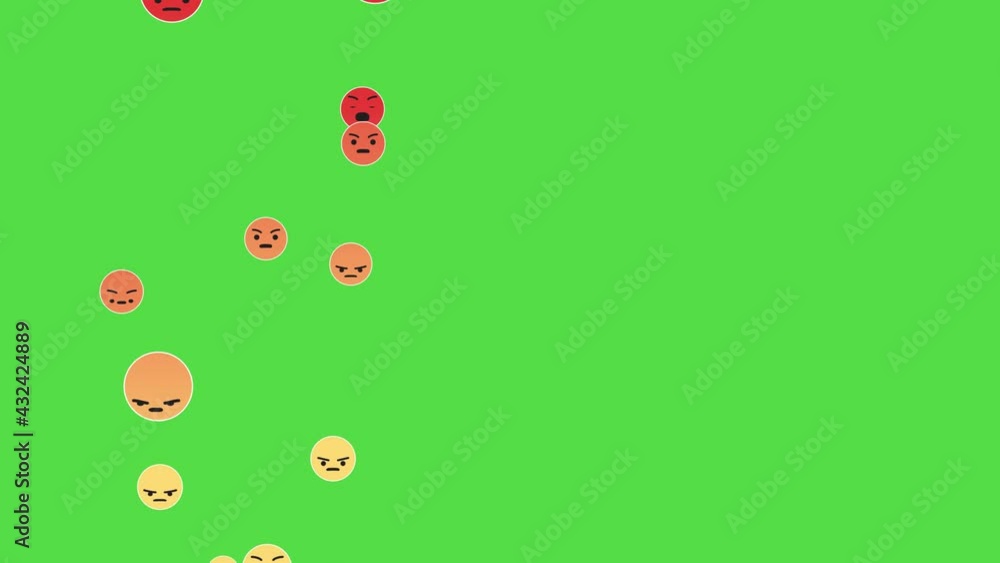 Negative emoji on social media: animation of an angry emoji rising from ...