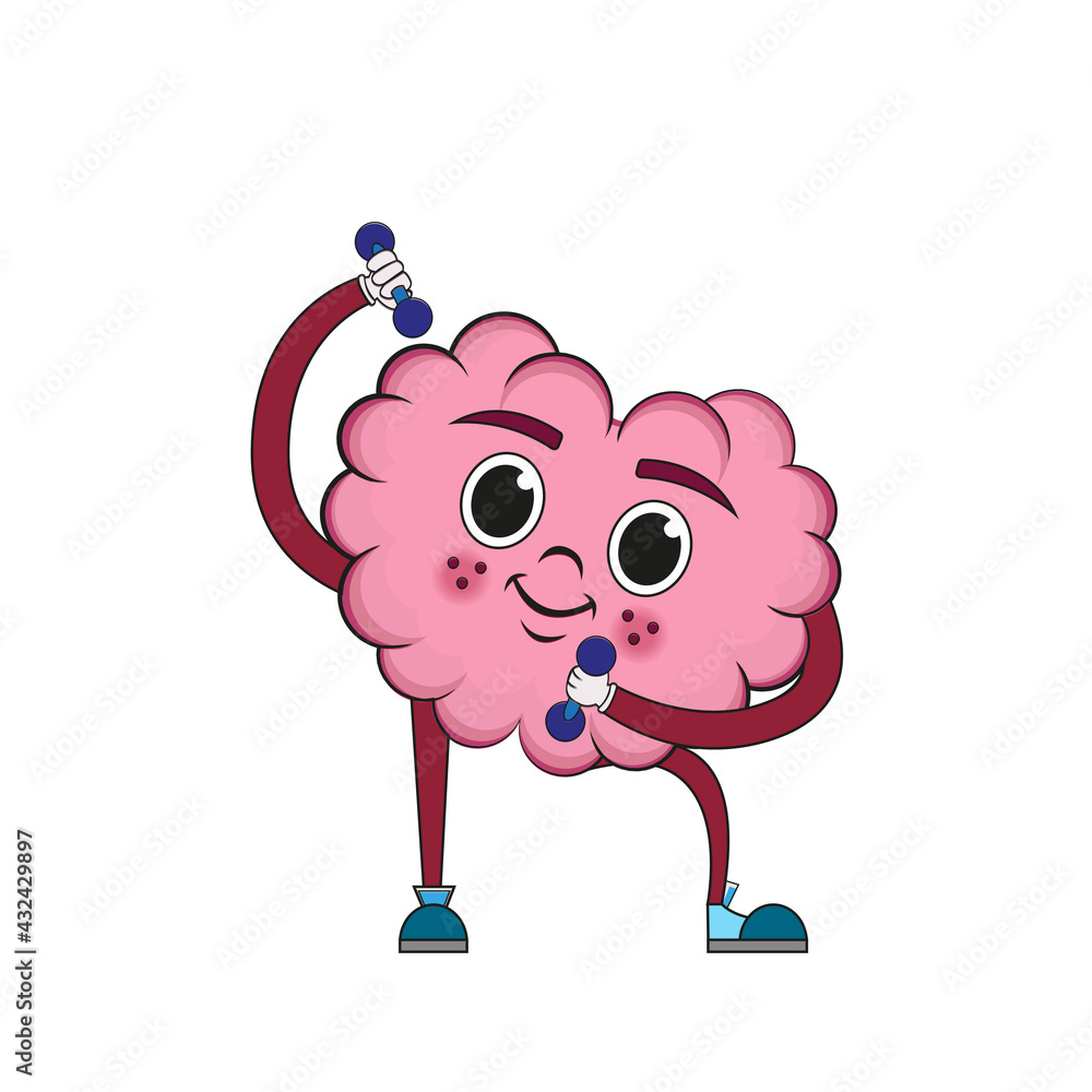 Cartoon Brain Working Out