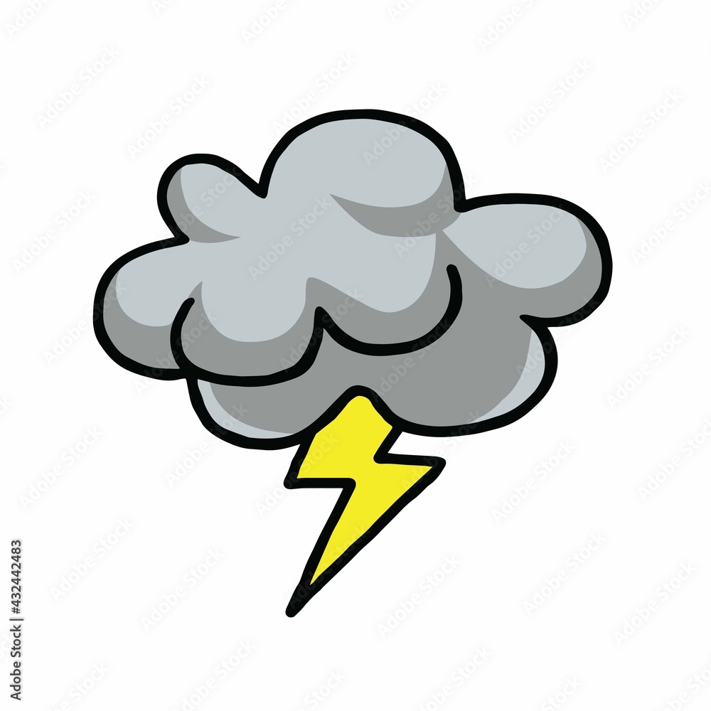 Thunderstorm Grey Cloud Doodle Art Hand Drawn Vector Illustration Stock ...